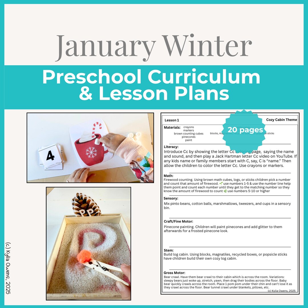 Preschool Winter Homeschool Curriculum Lesson Plans January Cozy Cabin ...