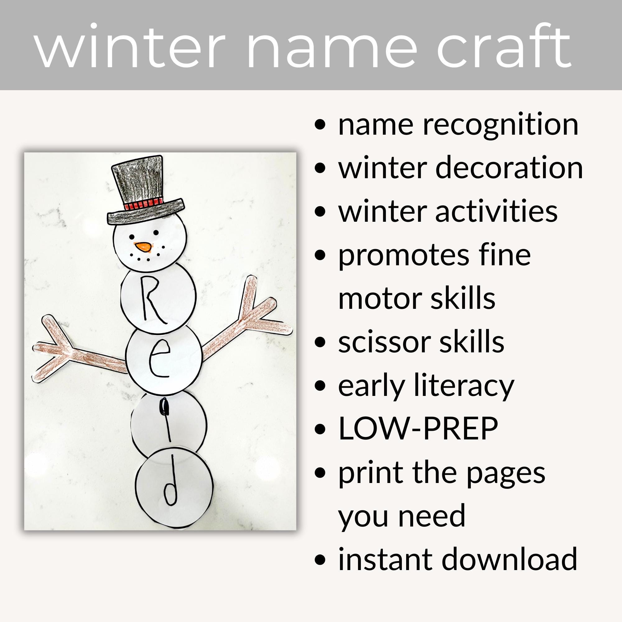 Snowman Name Craft Toddler Crafts January Toddler Craft Kit Winter ...
