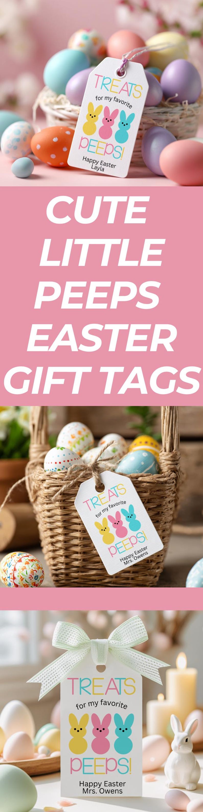 Easter Gift Tag Personalized Peeps Easter Tag Bunny Basket Printable ...