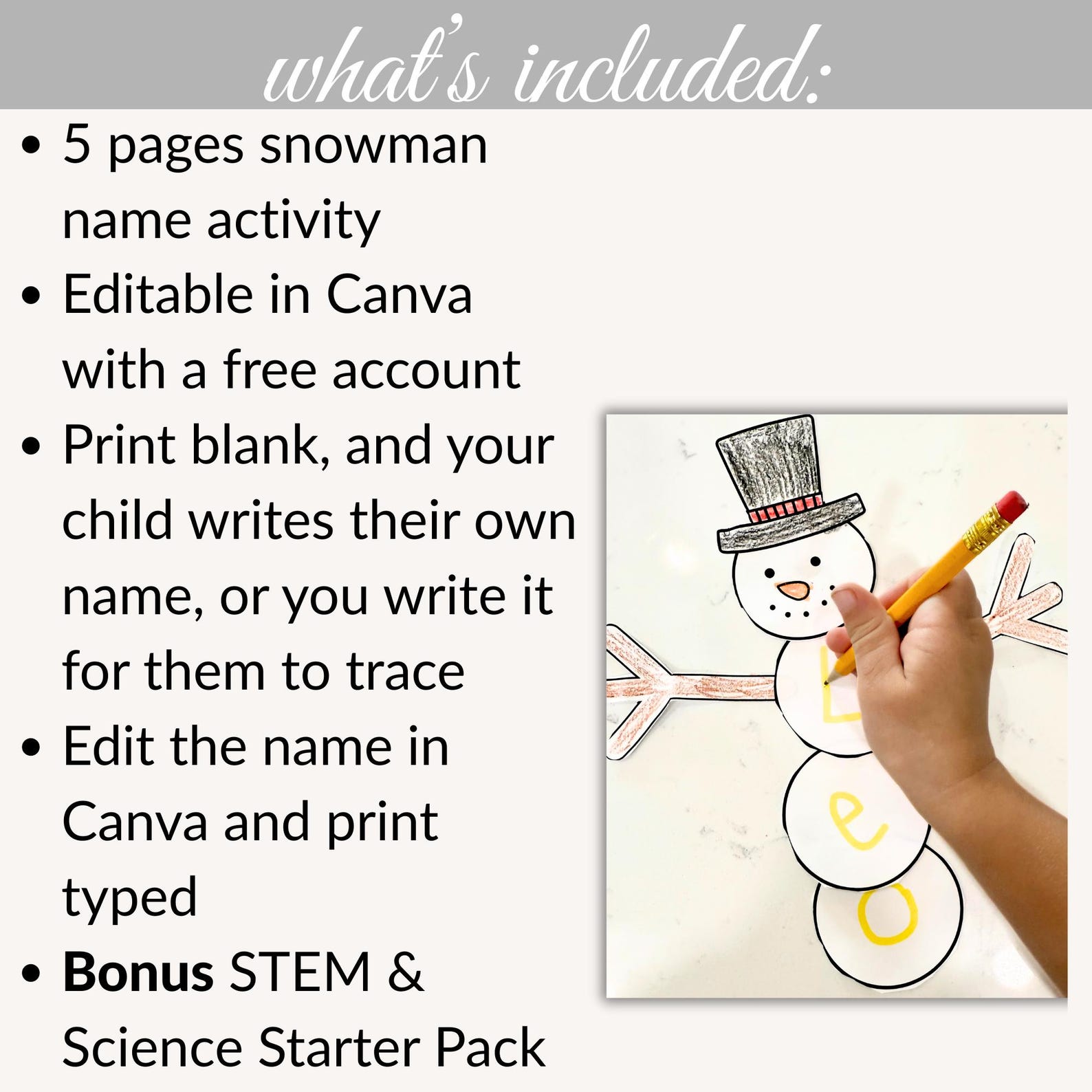 Snowman Name Craft Toddler Crafts January Toddler Craft Kit Winter Craft Name Activity Printable ...