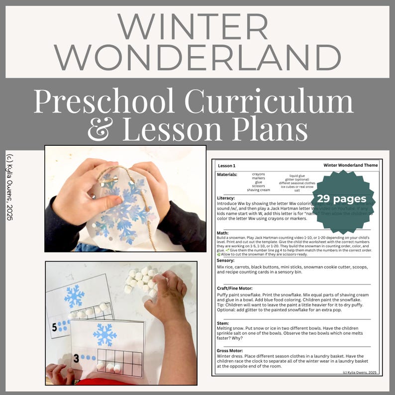 Homeschool Preschool Curriculum Lesson Plans January Art Winter ...