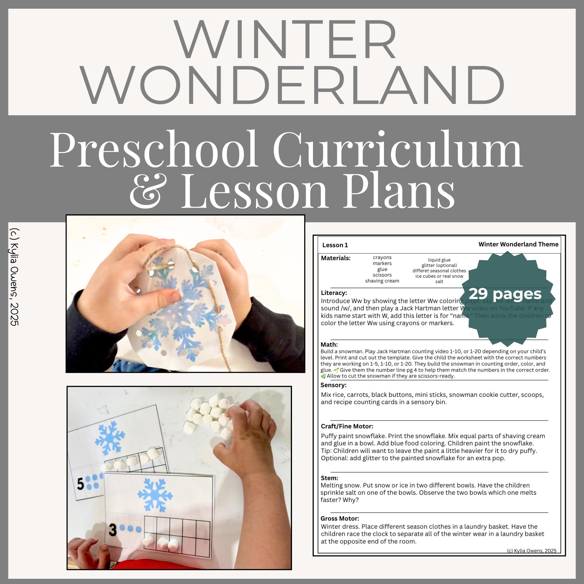 Homeschool Preschool Curriculum Lesson Plans January Art Winter ...