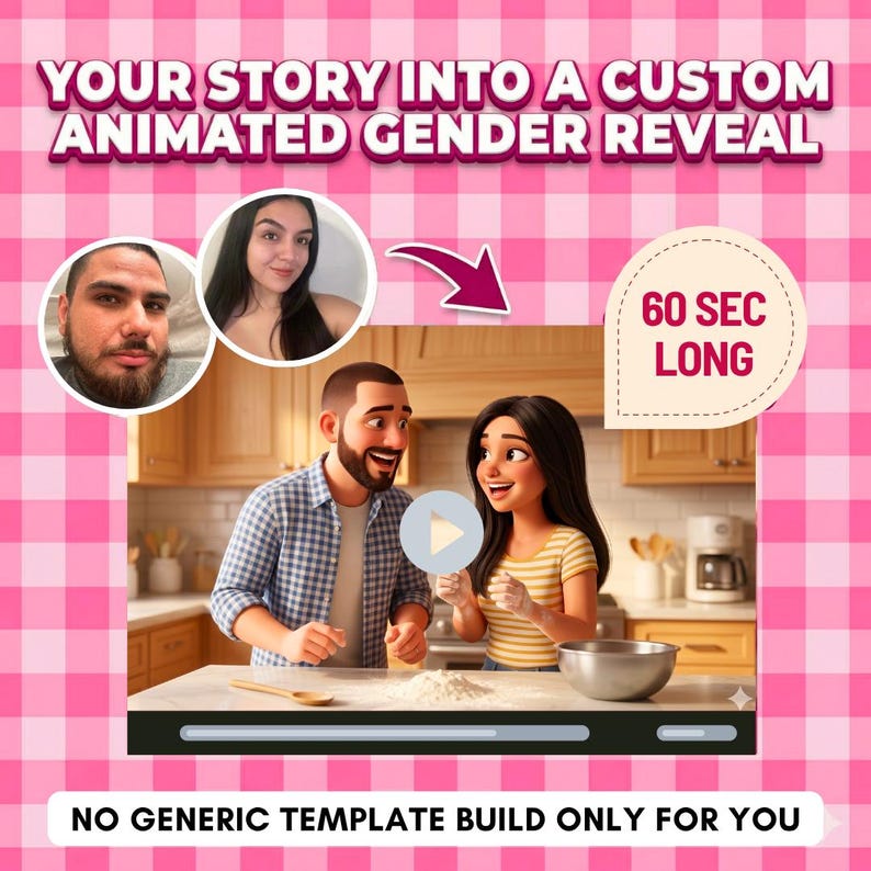 Custom Pixar Style Animated Gender Reveal Video (digital Download ...
