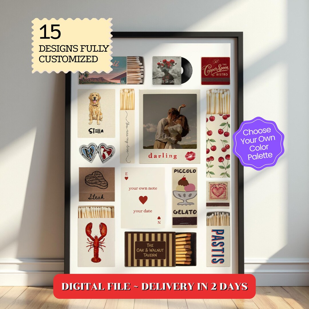 Custom Matchbook Art Print From Photo, Vintage Matchbox Style Wall ...
