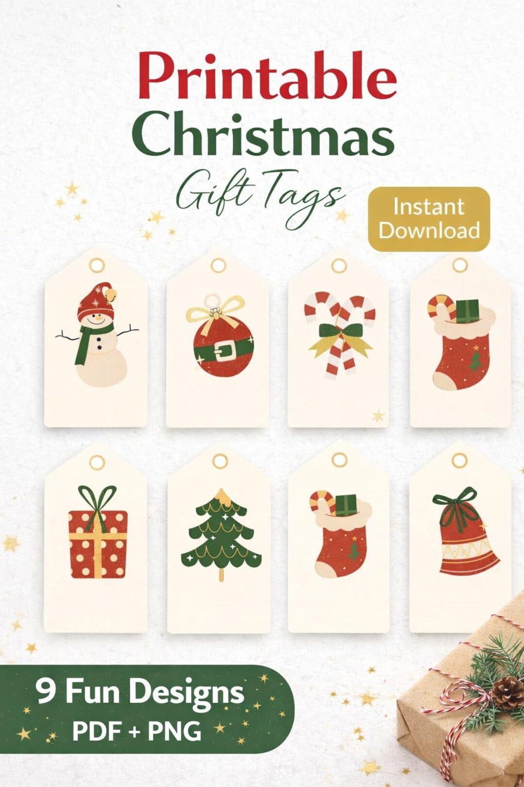 Christmas Gift Tags Printable, Cute Holiday Gift Tags Set, Instant ...