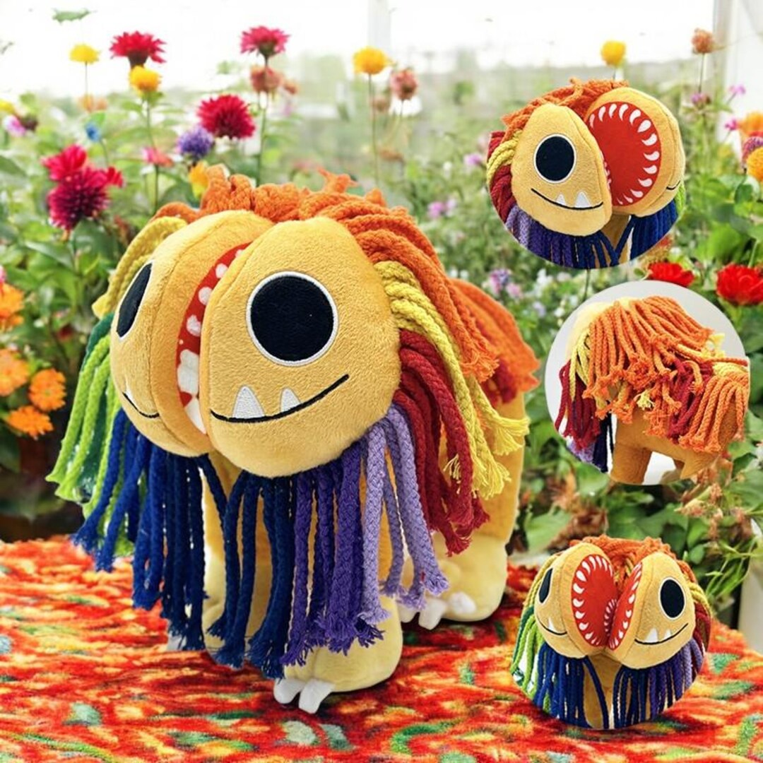 Yarnaby Split Face Plush Toy, Lion Doll Colorful Smile Critter Toy ...