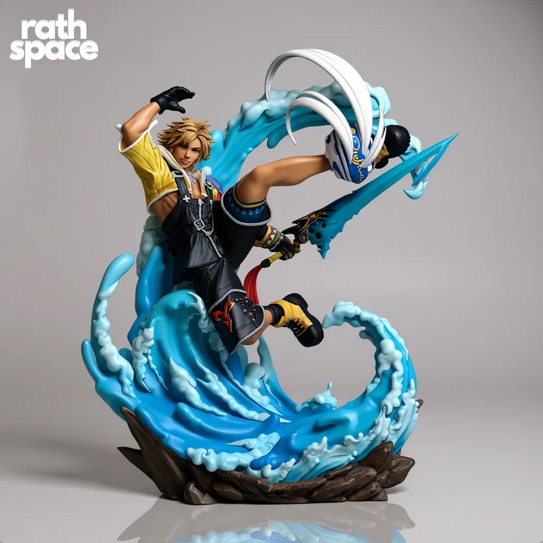 Tidus FFX Blitzball Ace Statue STL 3D Model | Fullsize + Bust (digital ...