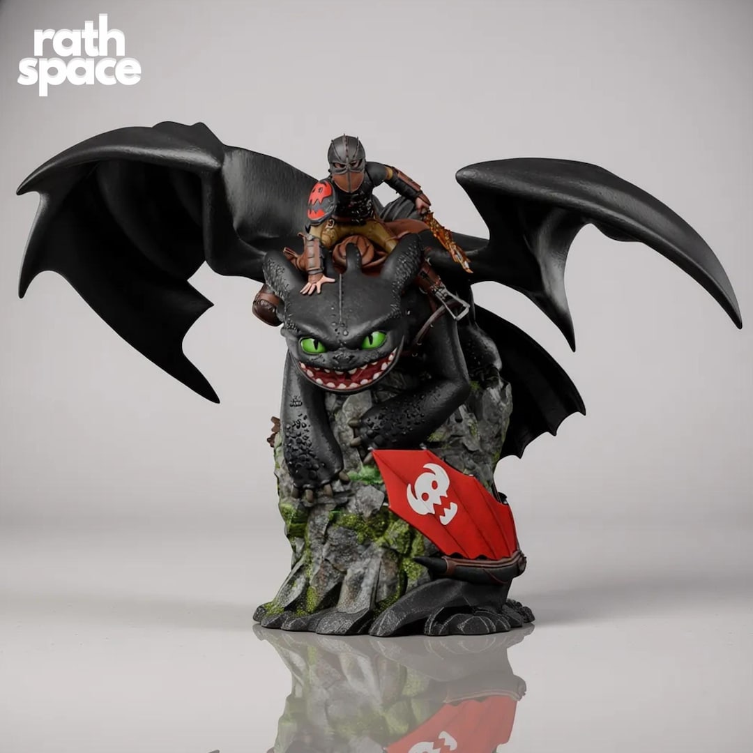 Hiccup & Toothless STL 3D Model | HTTYD Statue + Bust | Pre-supported ...