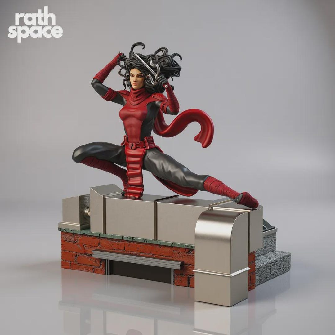 Elektra Daredevil STL 3D Model | Statue, Bust, Keychain (digital ...