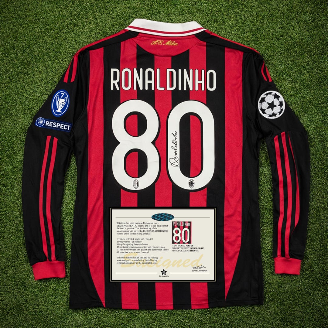Ronaldinho AC Milan 2009/10 Retro Jersey With Signature | Classic ...
