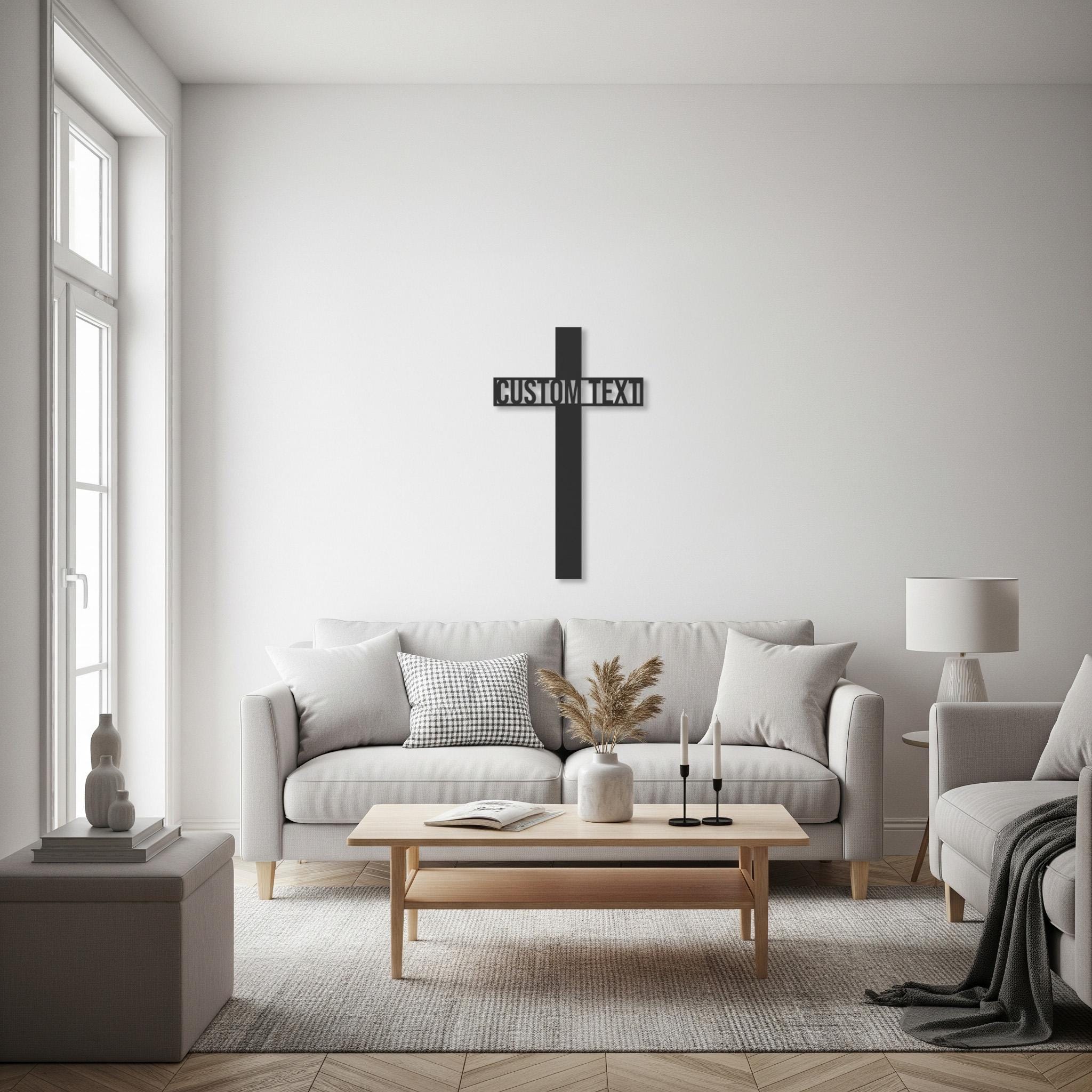 Christian Cross Decor, Custom Metal Wall Art With Personalized Text ...