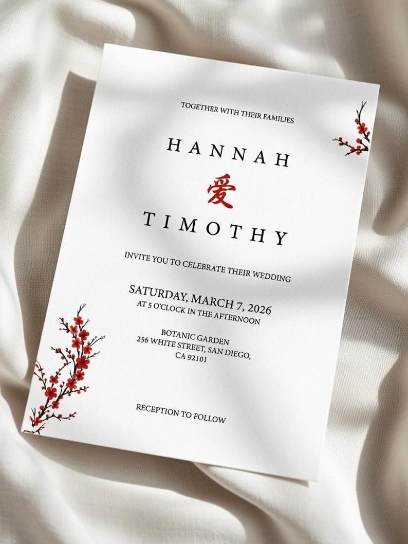Canva Editable Wedding Invitation • Digital Template [style/color ...