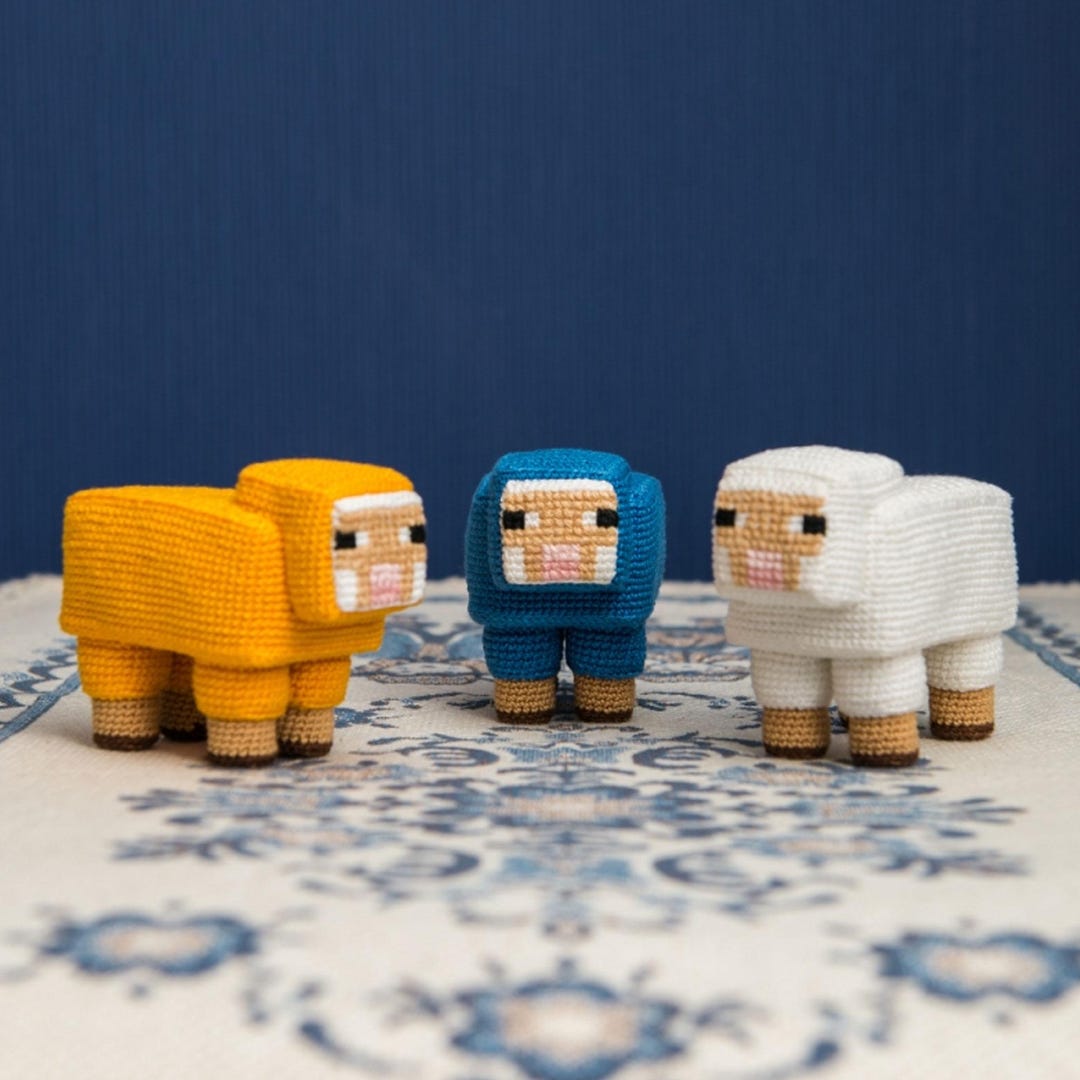 Square Sheep Crochet Pattern, Blocky Animal Amigurumi PDF, Gamer ...