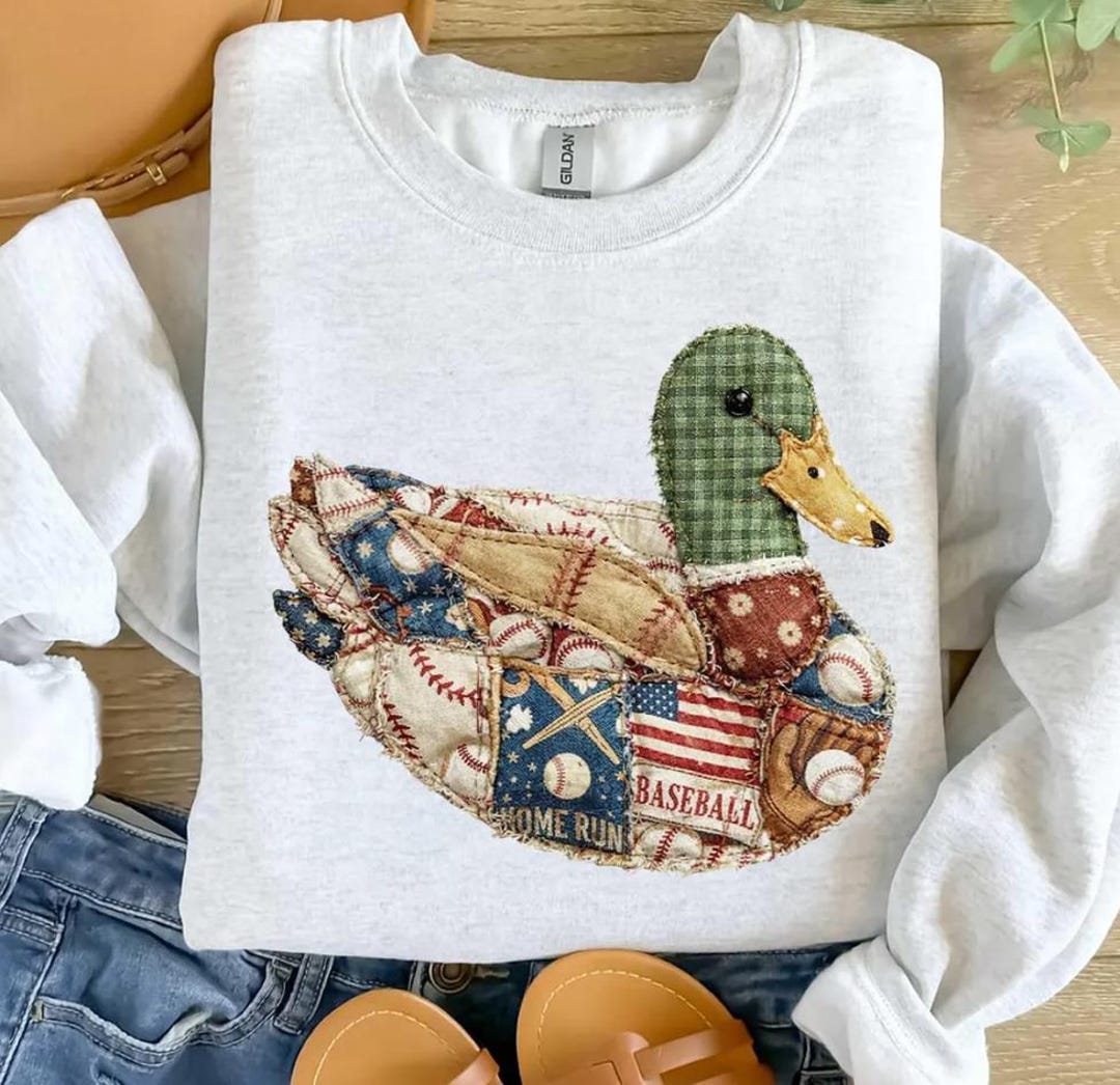 Vintage Baseball Mallard Duck PNG, Retro Sports Patchwork Sublimation ...