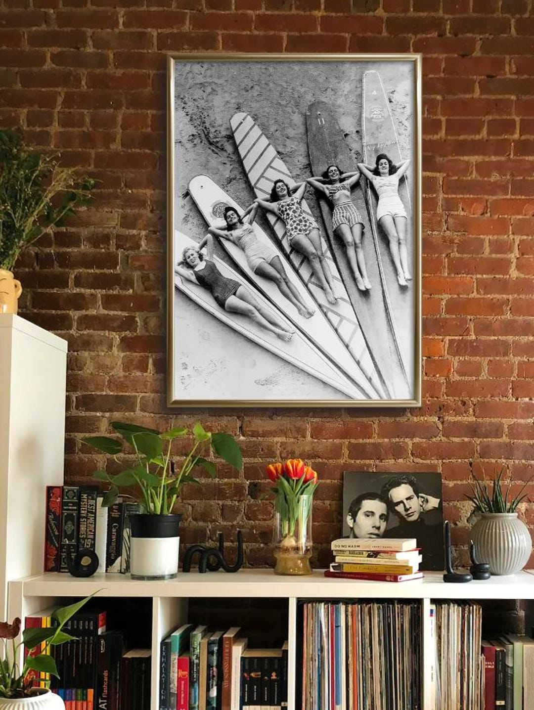Vintage Surfer Girls, Retro Beach Wall Art, Coastal Home Decor Poster ...