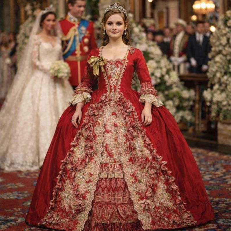 Rococo Duchess–inspired Prom Dress, Burgundy Edwardian Gown, Custom ...