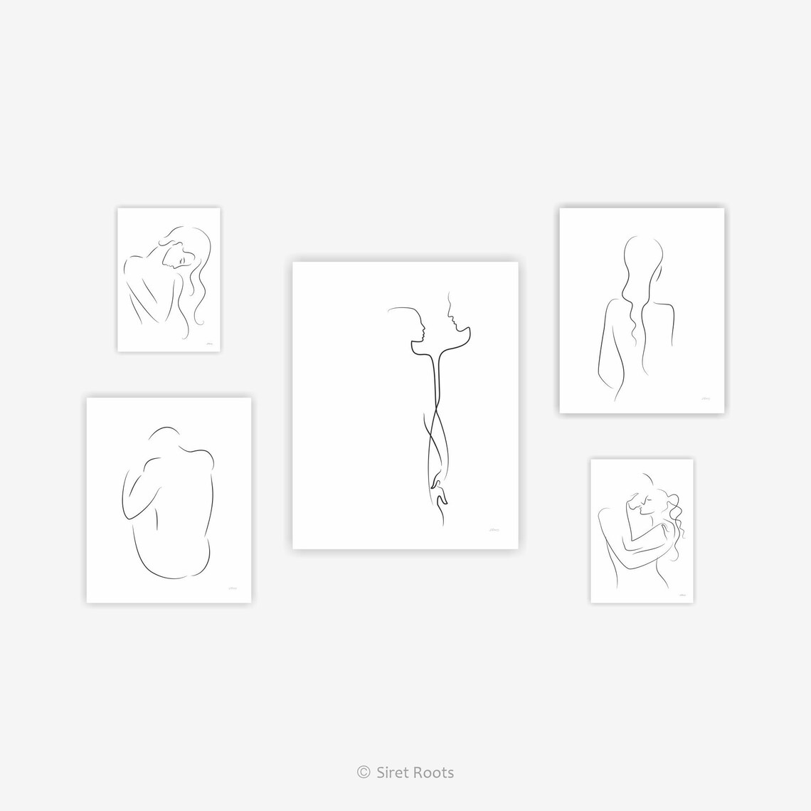 Set of Five Art Prints. Line Art Sketches for Mini Gallery | Etsy