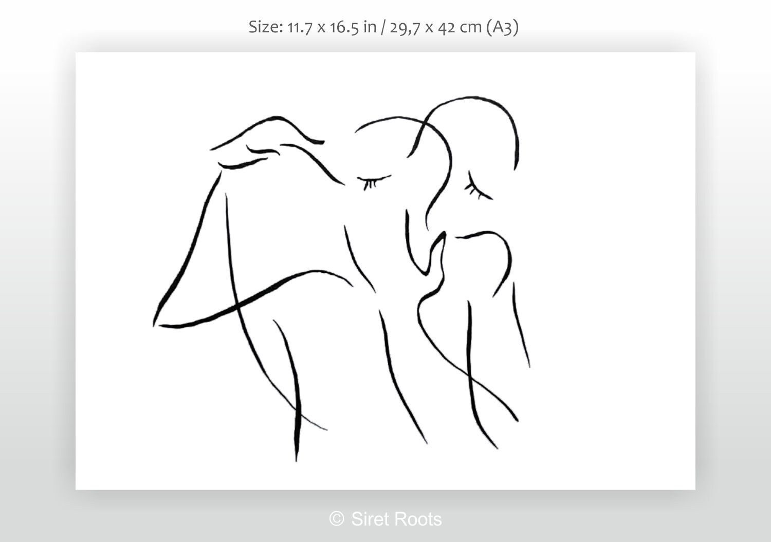 Original embrace sketch. Abstract lovers drawing. Minimal line | Etsy
