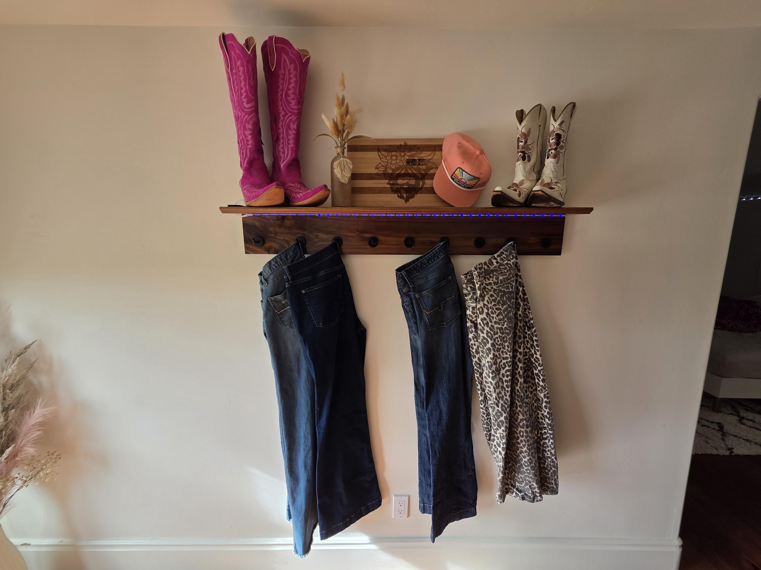 Wooden Jean Rack and Shelf - Etsy