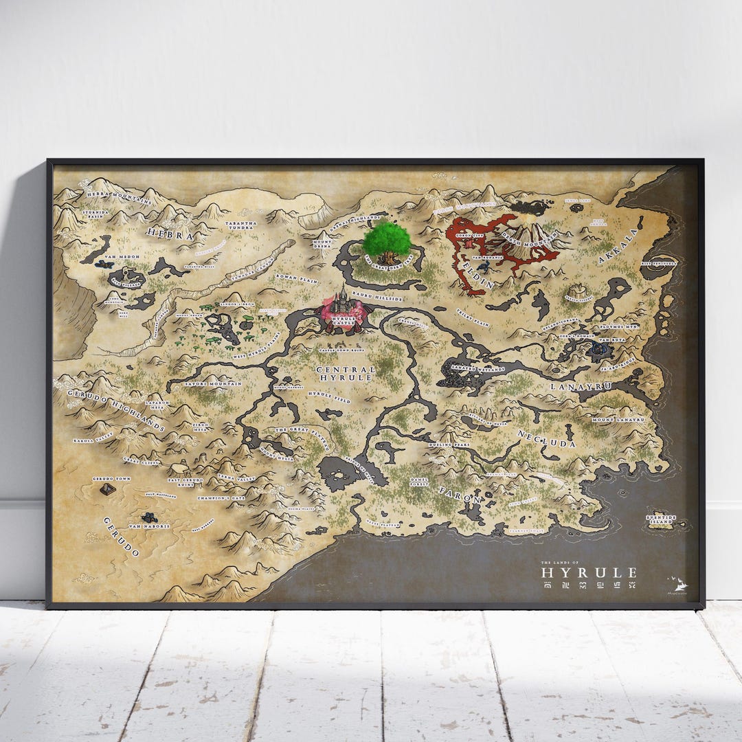 The Legend of Zelda Map Poster | Hyrule Wall Art | Premium Matte Paper ...