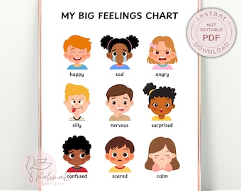 My Big Feelings Chart – Printable Emotions Poster for Kids | Emotional ...