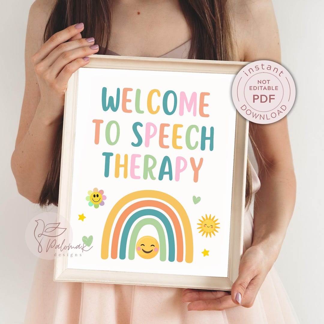 Welcome to Speech Therapy Sign, Printable SLP Room Poster (PDF Download ...