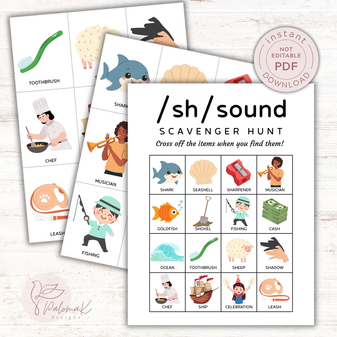 Letter SH Sound Scavenger Hunt for Speech Therapy (PDF Download) - Etsy