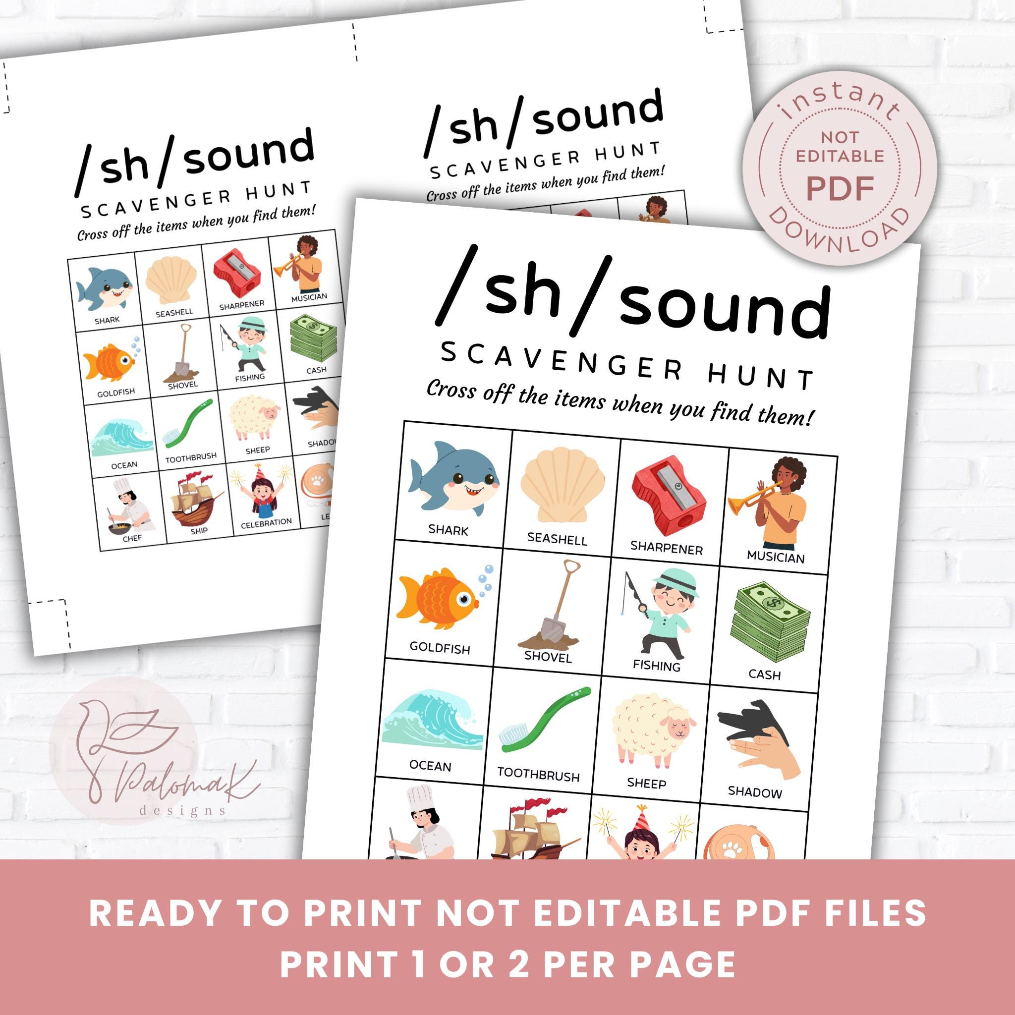 Letter SH Sound Scavenger Hunt for Speech Therapy (PDF Download) - Etsy