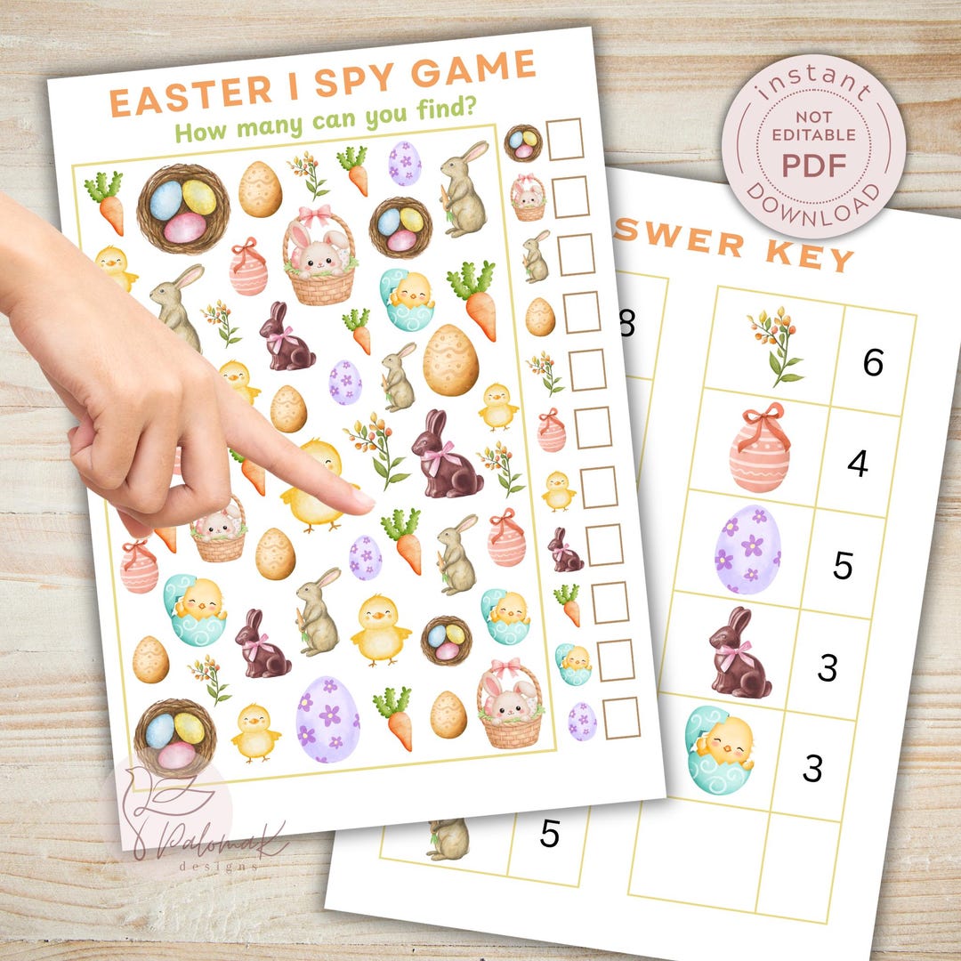 Easter I Spy Game, How Many Can You Find Spring Activity (PDF Download ...