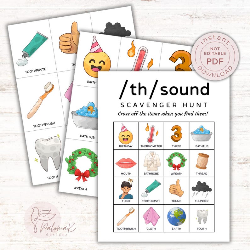 Letter TH Sound Scavenger Hunt for Speech Therapy (PDF Download) - Etsy