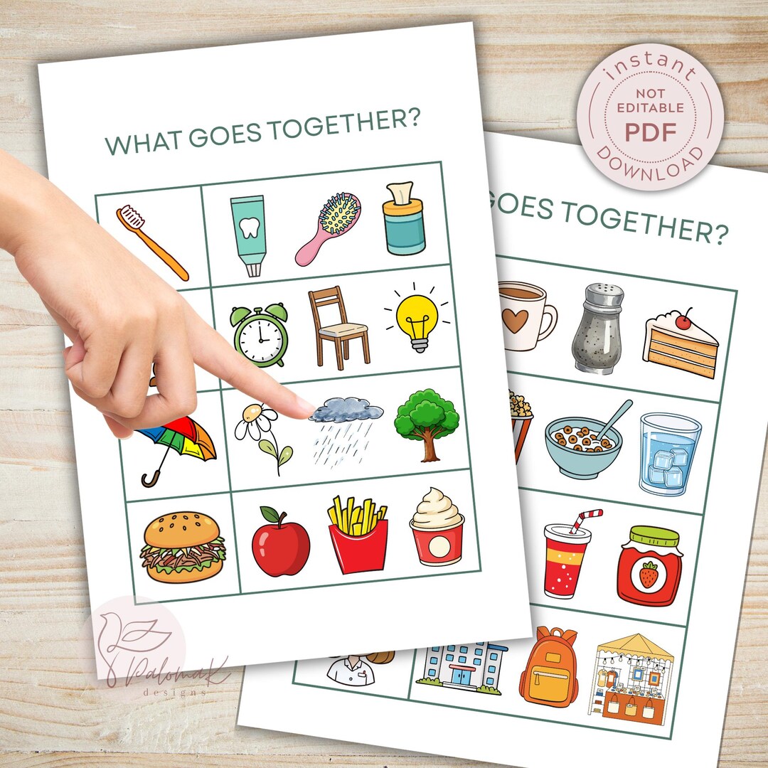 Printable What Goes Together Pages, Functions Task Cards for Speech ...