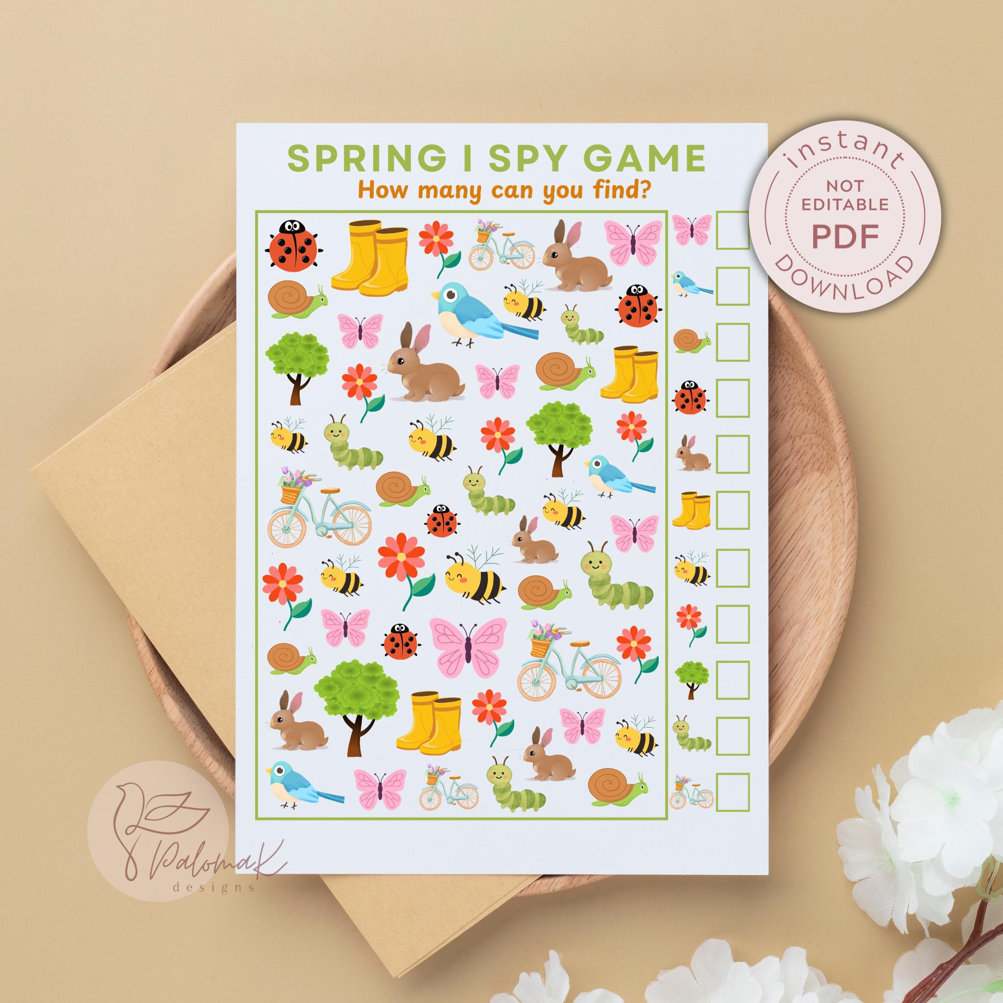 Spring I Spy Game, How Many Can You Find Activity for Kids (PDF ...