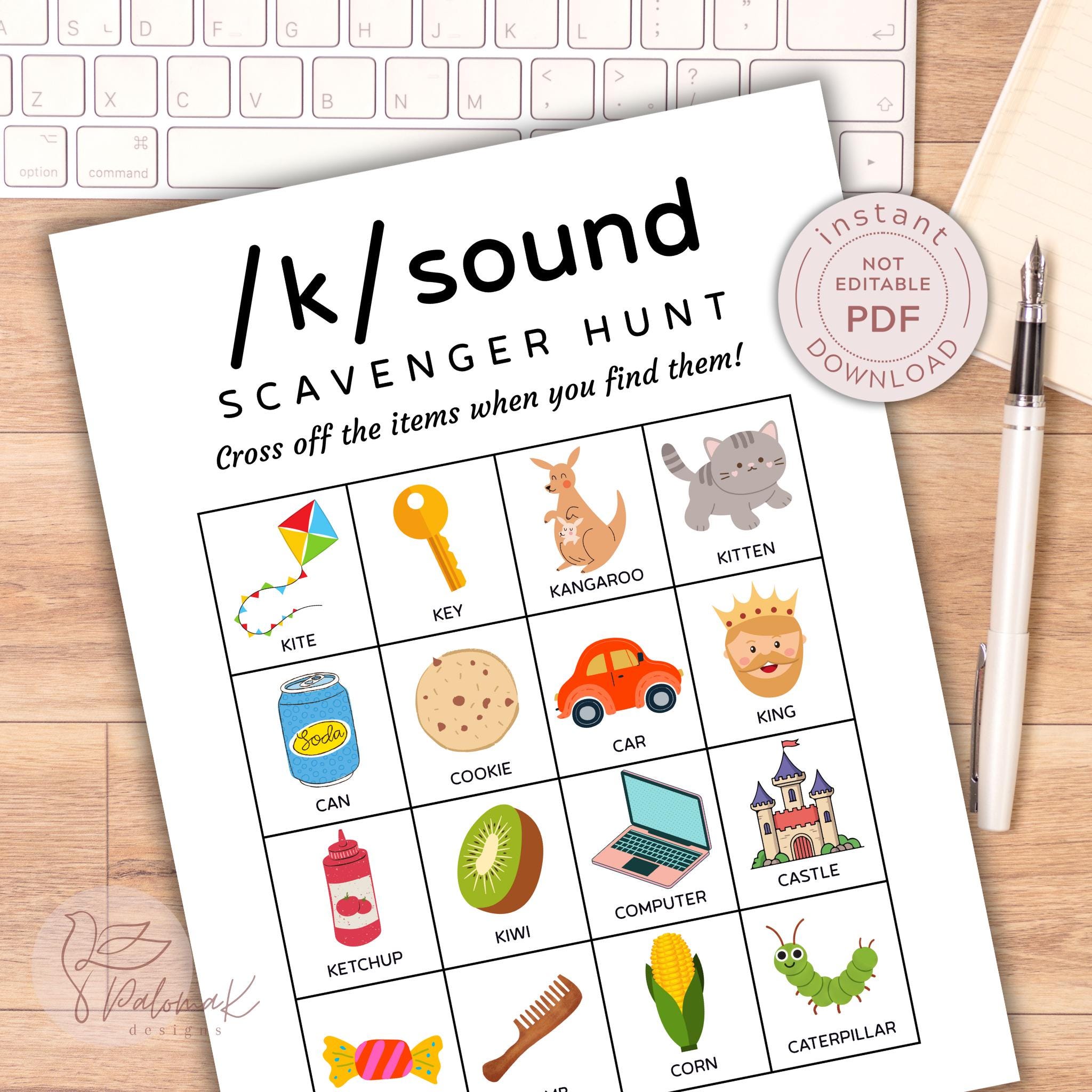Letter K Sound Scavenger Hunt for Speech Therapy (PDF Download) - Etsy