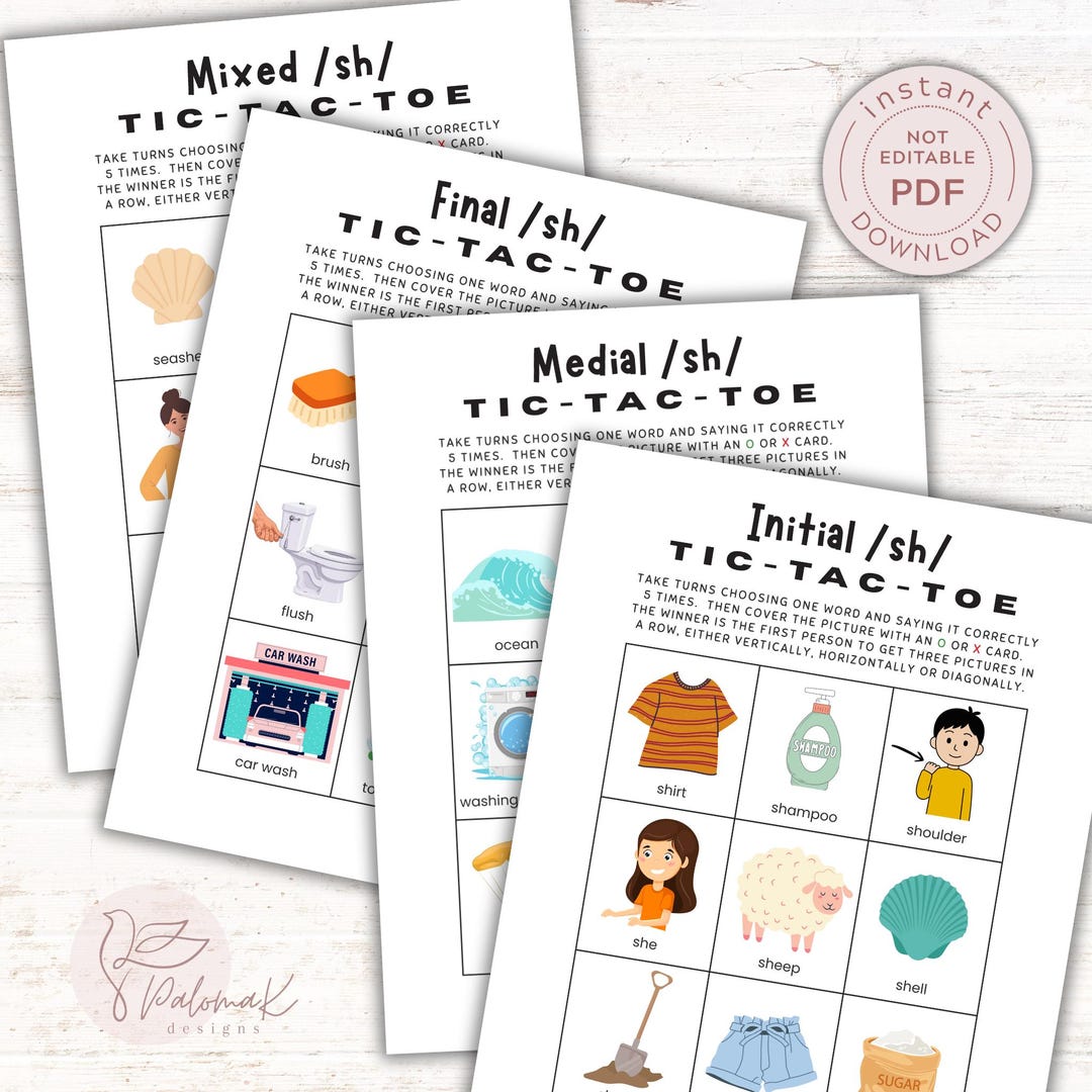 SH Sound Tic-tac-toe Speech Therapy Game (PDF Download) - Etsy