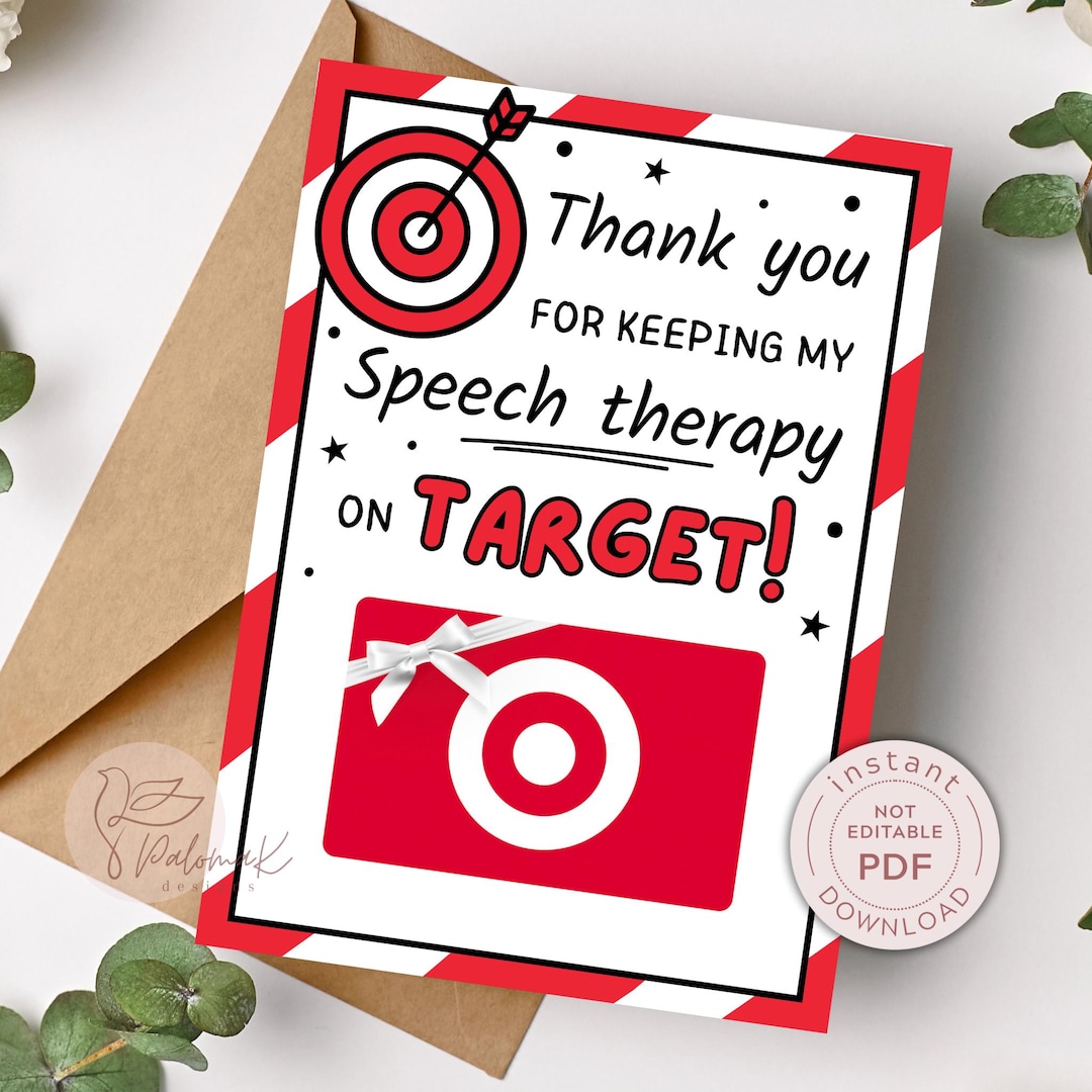 Thank You Keeping Speech Therapy on Target Gift Card Holder Template ...