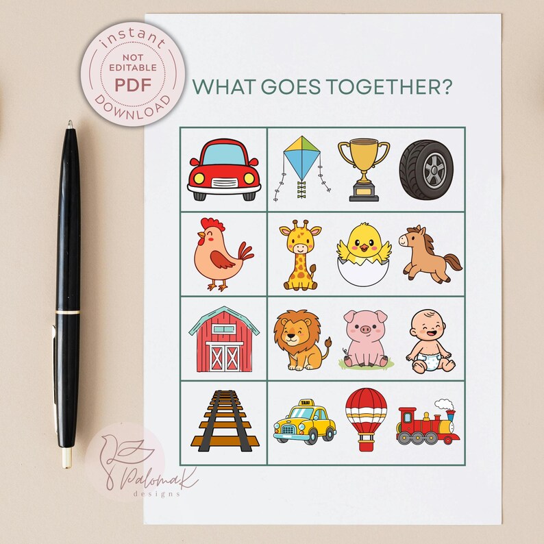 Printable What Goes Together Pages, Functions Task Cards for Speech ...