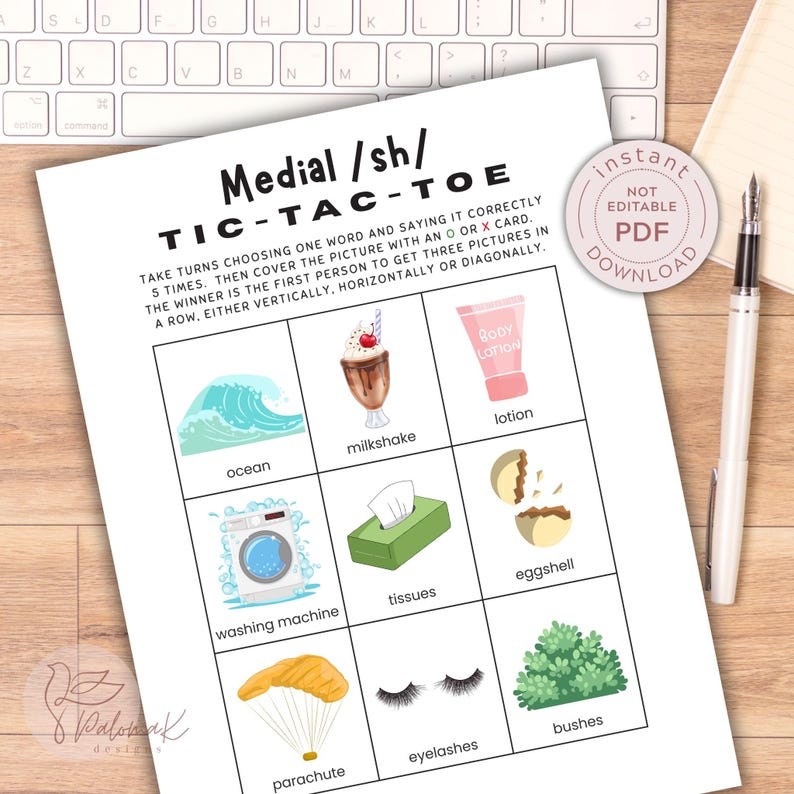 SH Sound Tic-tac-toe Speech Therapy Game (PDF Download) - Etsy