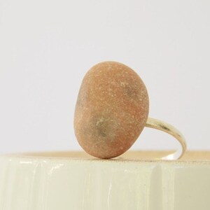 Beach Pebble Ring, Terracotta Stone Ring, Statement Stone Ring, Beach Pebble Jewelry, Bohemian ...