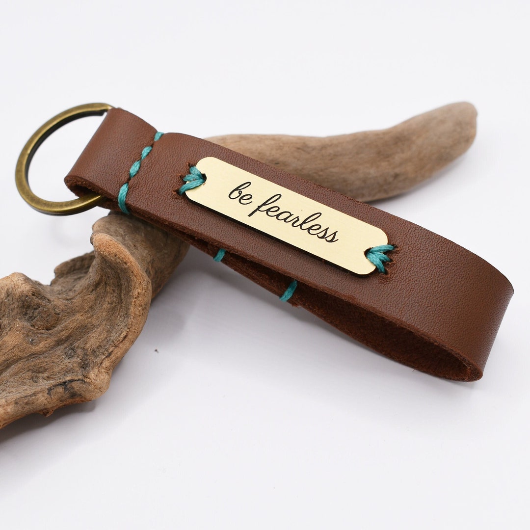Be Fearless Keychain, PERSONALIZED Leather Keychain, New Driver ...