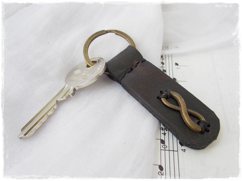 PERSONALIZED Leather Infinity Keychain Eternity Symbol - Etsy