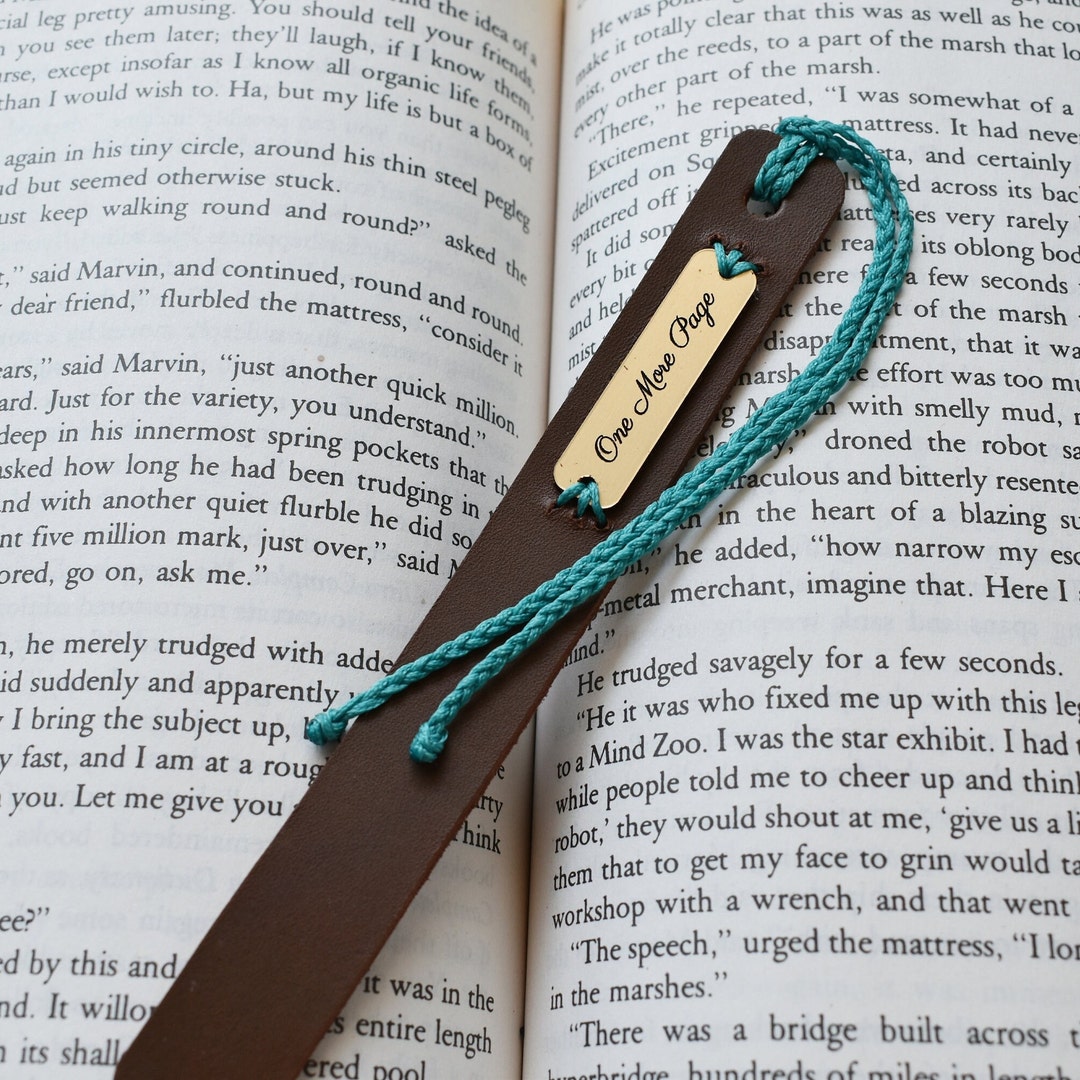 Custom ENGRAVED Leather Bookmark, "one More Page" Bookmark, Booklover ...