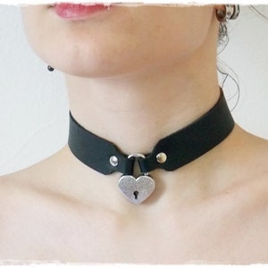 PERSONALIZED Leather Lockable Collar, Padlock Leather Collar, Black ...