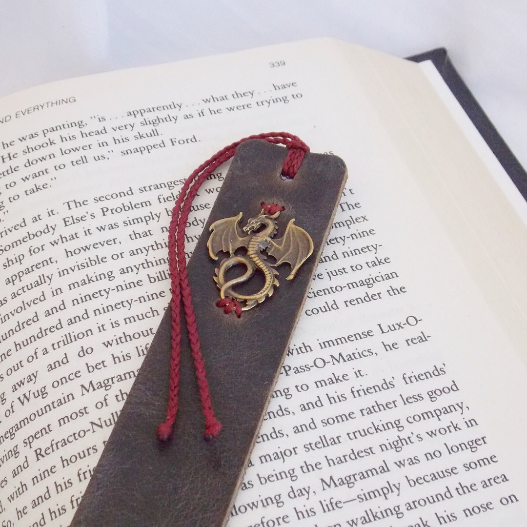 Fantasy Leather Bookmark, PERSONALIZED Dragon Bookmark, Celtic Bookmark ...