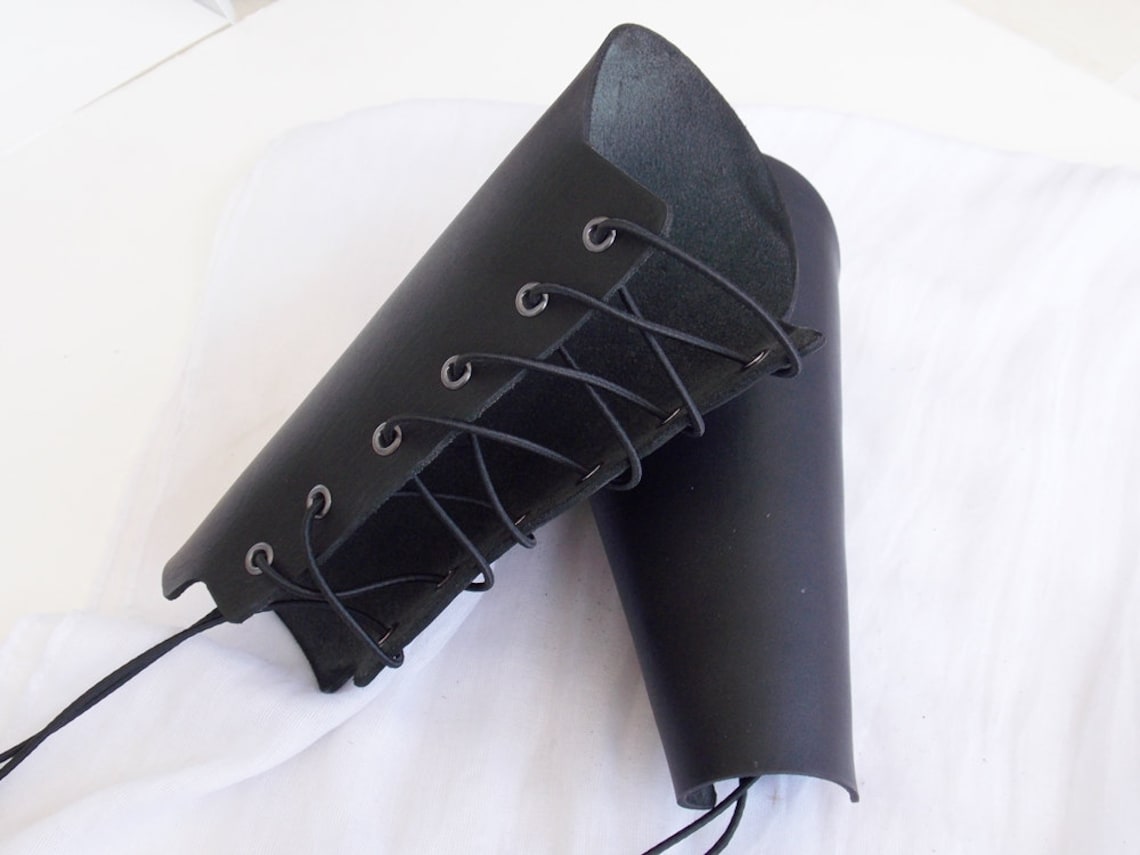 Black LEATHER Bracer Medieval Leather Bracer Cosplay Black - Etsy