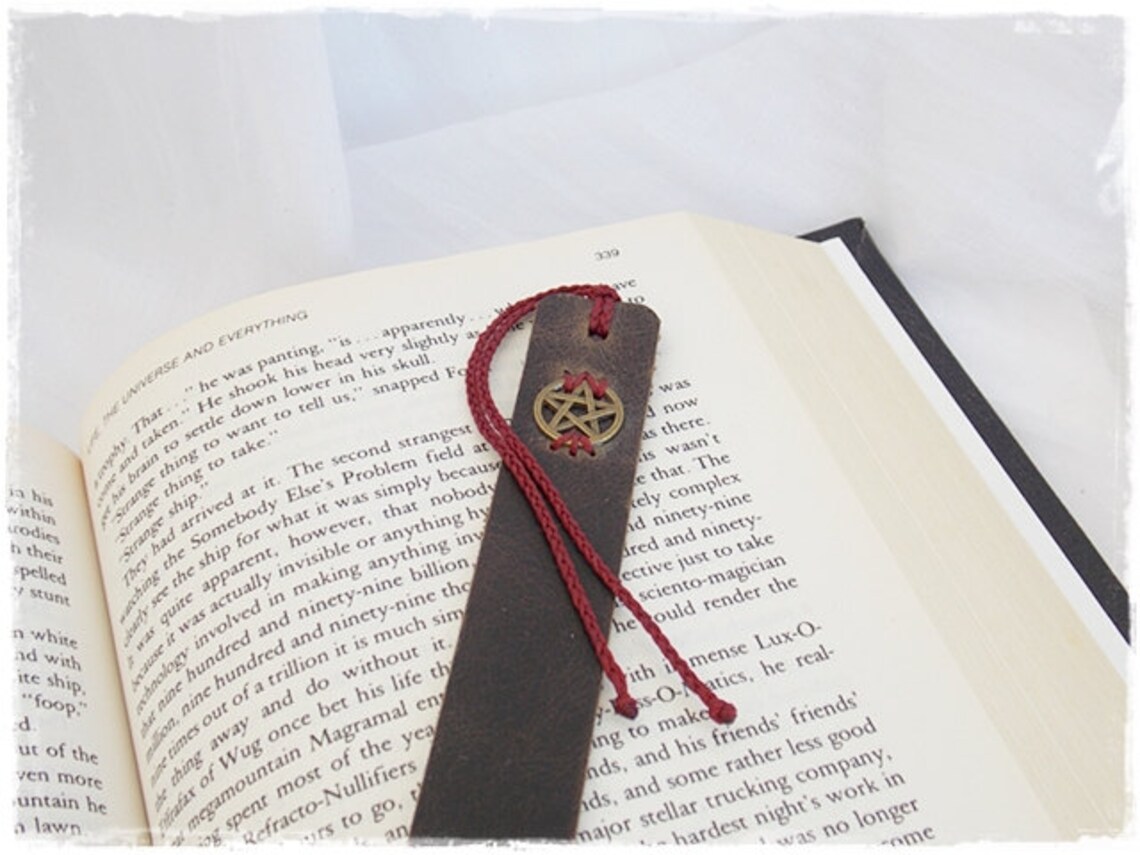 Pentagram Bookmark Leather Bookmark Pentacle Bookmark | Etsy