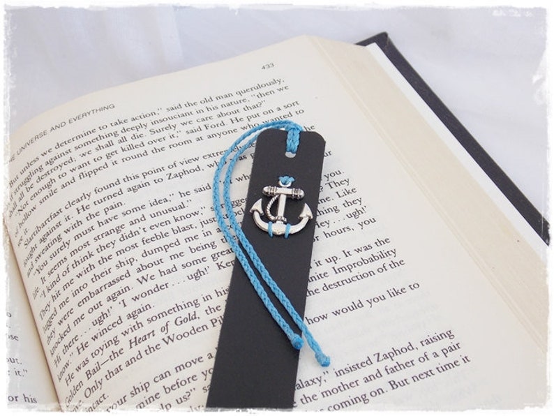 Anchor Bookmark, Leather Bookmark, Nautical Bookmark, Nautical Wedding ...