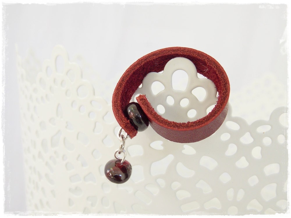 Garnet Stone Ring Wine Red Ring GohicLeather Ring Vampire | Etsy