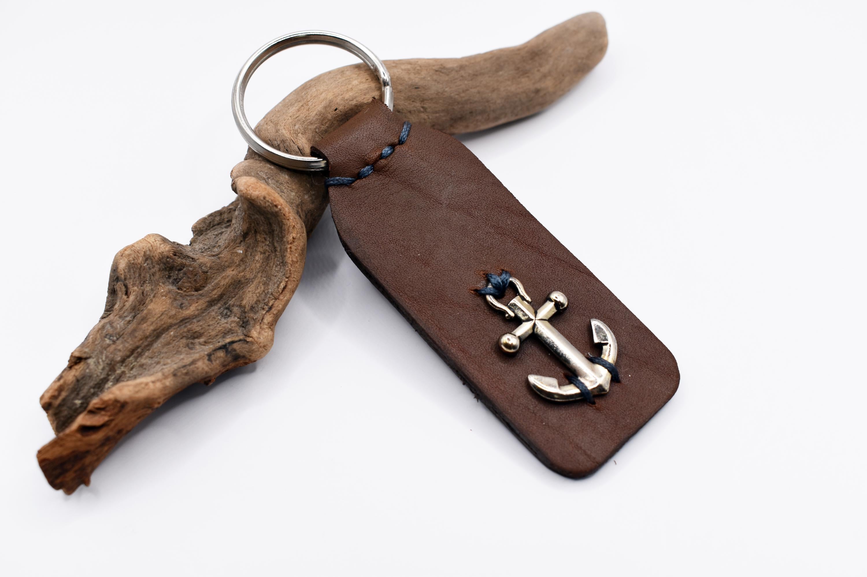 PERSONALIZED Anchor Keychain – Engraved Leather Nautical Keyring, 3rd ...