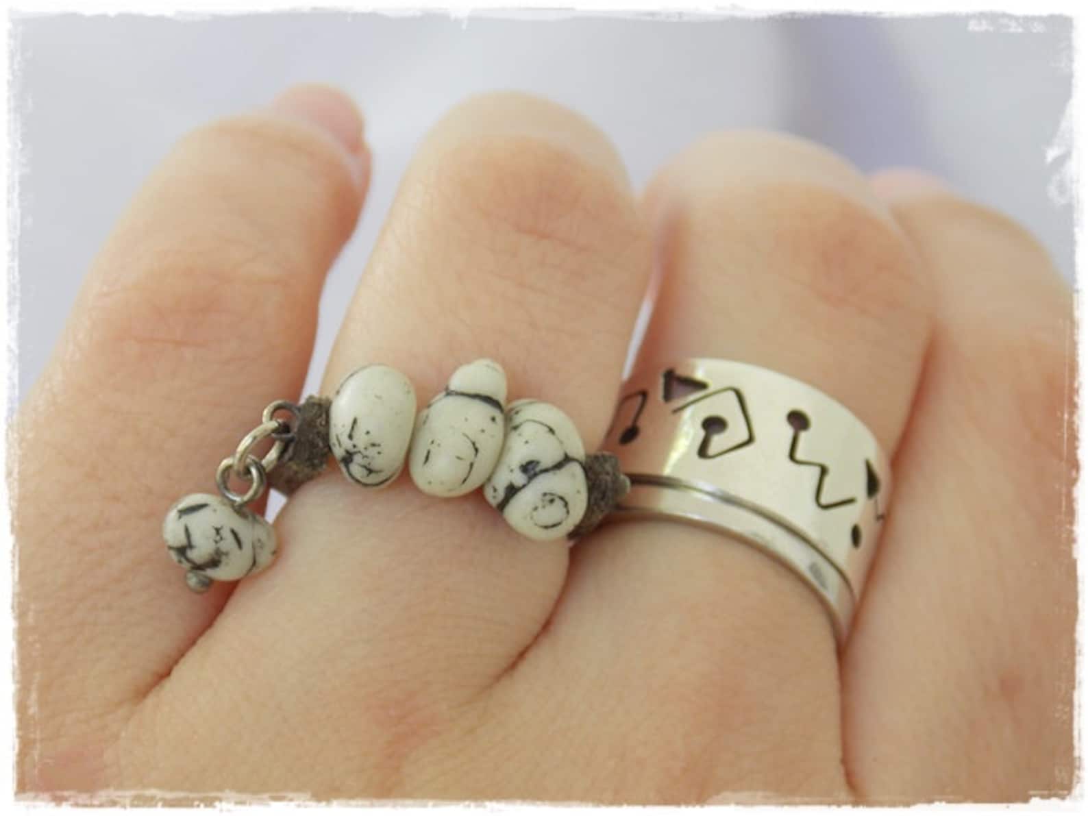 Howlite Stone Ring Spiritual Healing Ring Natural Stone - Etsy