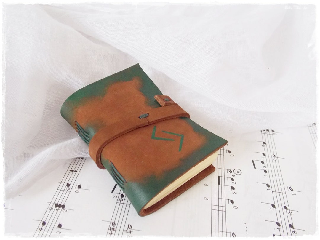 Celtic Leather Notebook, Mini Runic Leather Sketchbook, Hand-bound ...